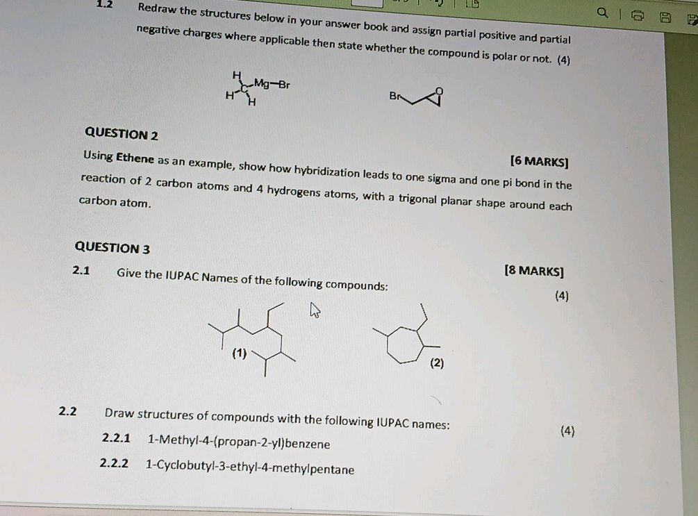 1.2 Redraw the structures below in your | StudyX