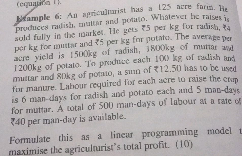 Example 6: An agriculturist has a 125 acre | StudyX