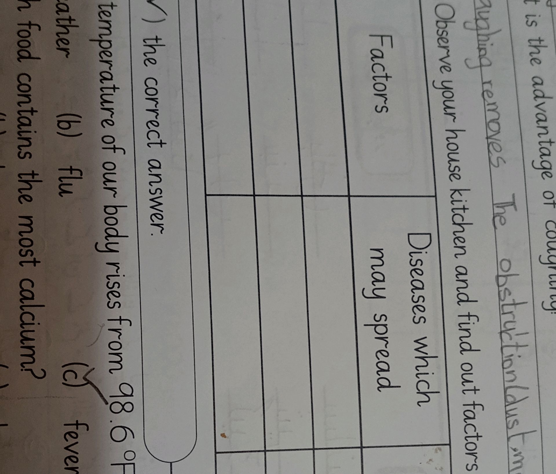 ) the correct answer. temperature of our