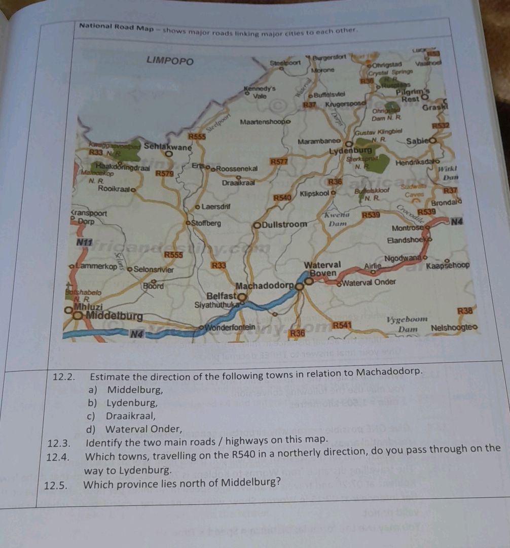 National Road Map - shows major roads | StudyX