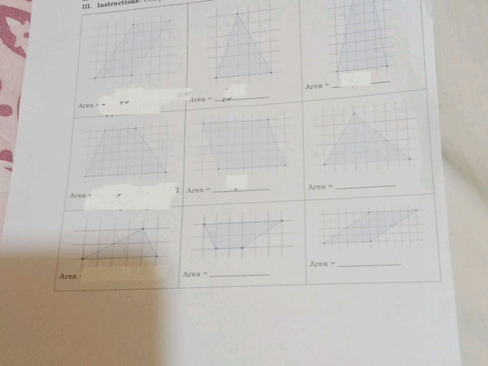 Calculate the area of each shape. The shapes | StudyX