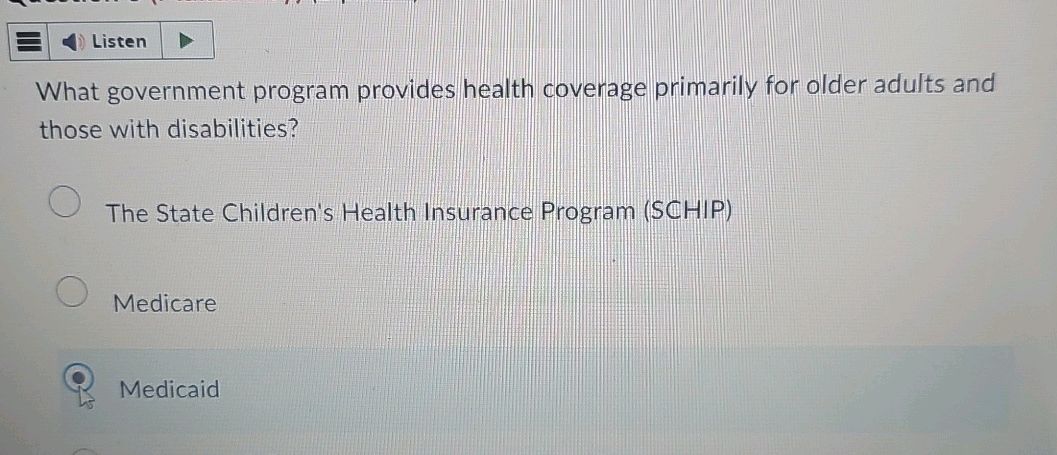 What government program provides health | StudyX