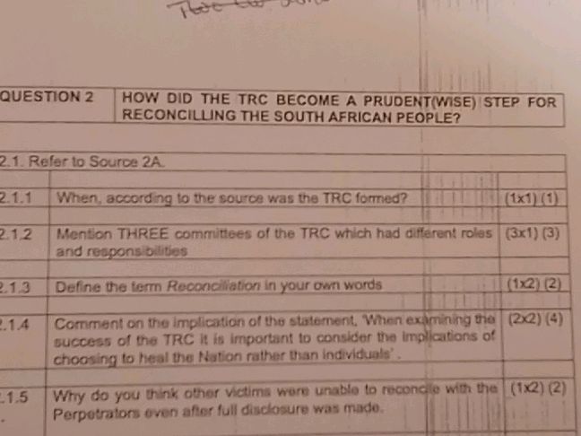 QUESTION 2 HOW DID THE TRC BECOME A PRUDENT