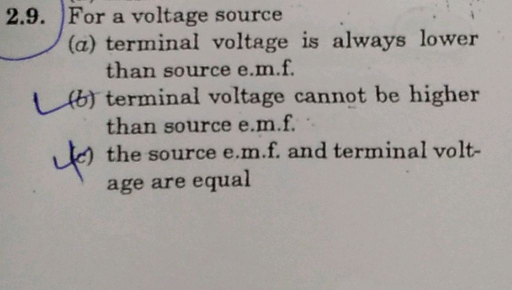2.9. For a voltage source (a) terminal | StudyX