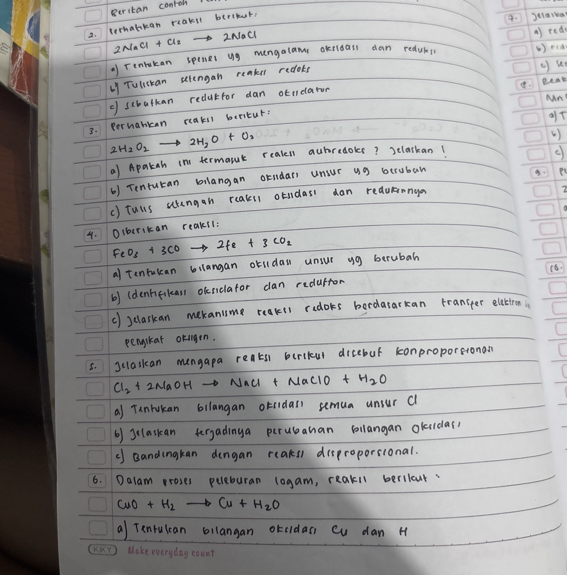2. Perhatikan reaksi berikut: 2NaCl + Cl₂ → | StudyX