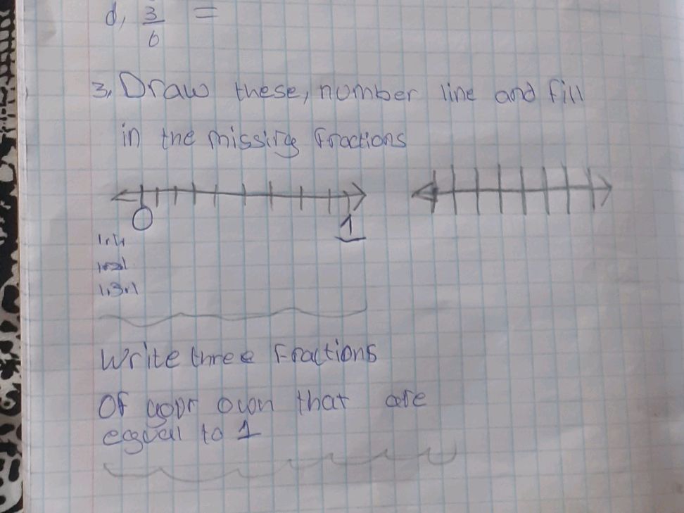 d, $ {3}{6}$ = 3. Draw these, number line | StudyX