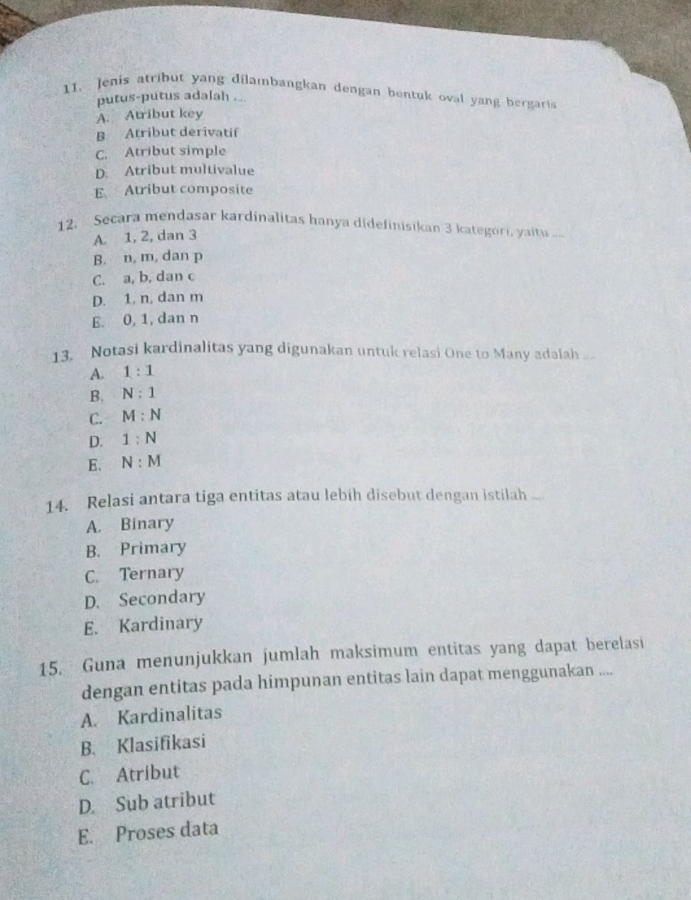 11. Jenis atribut yang dilambangkan dengan | StudyX