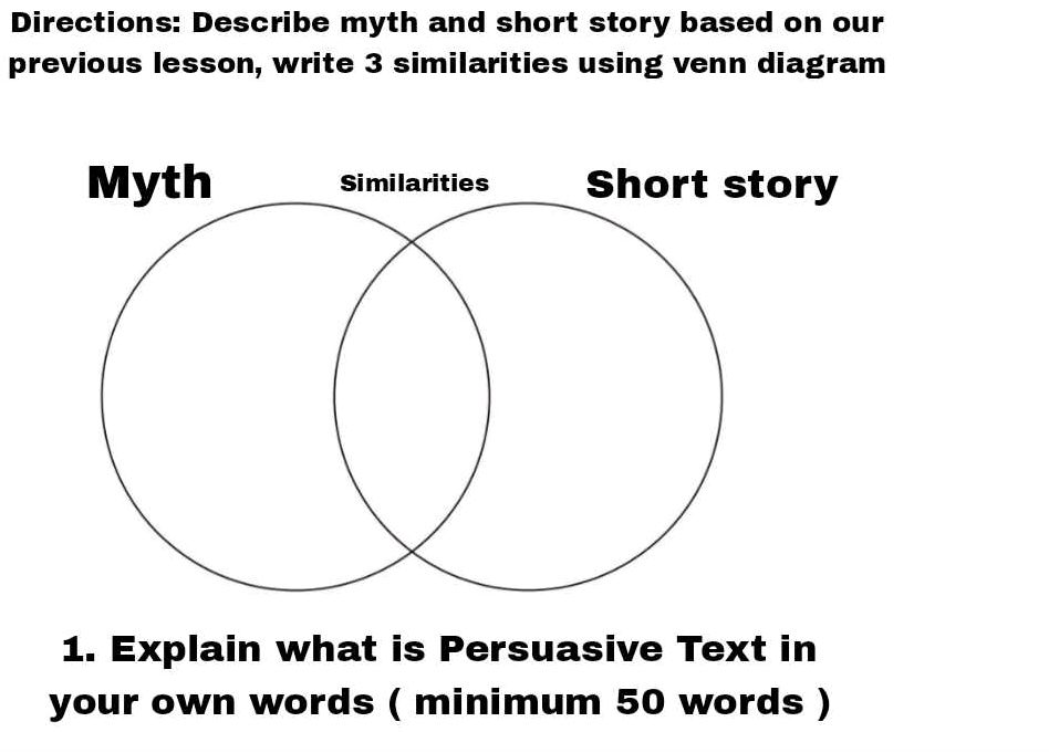 Directions: Describe myth and short story | StudyX
