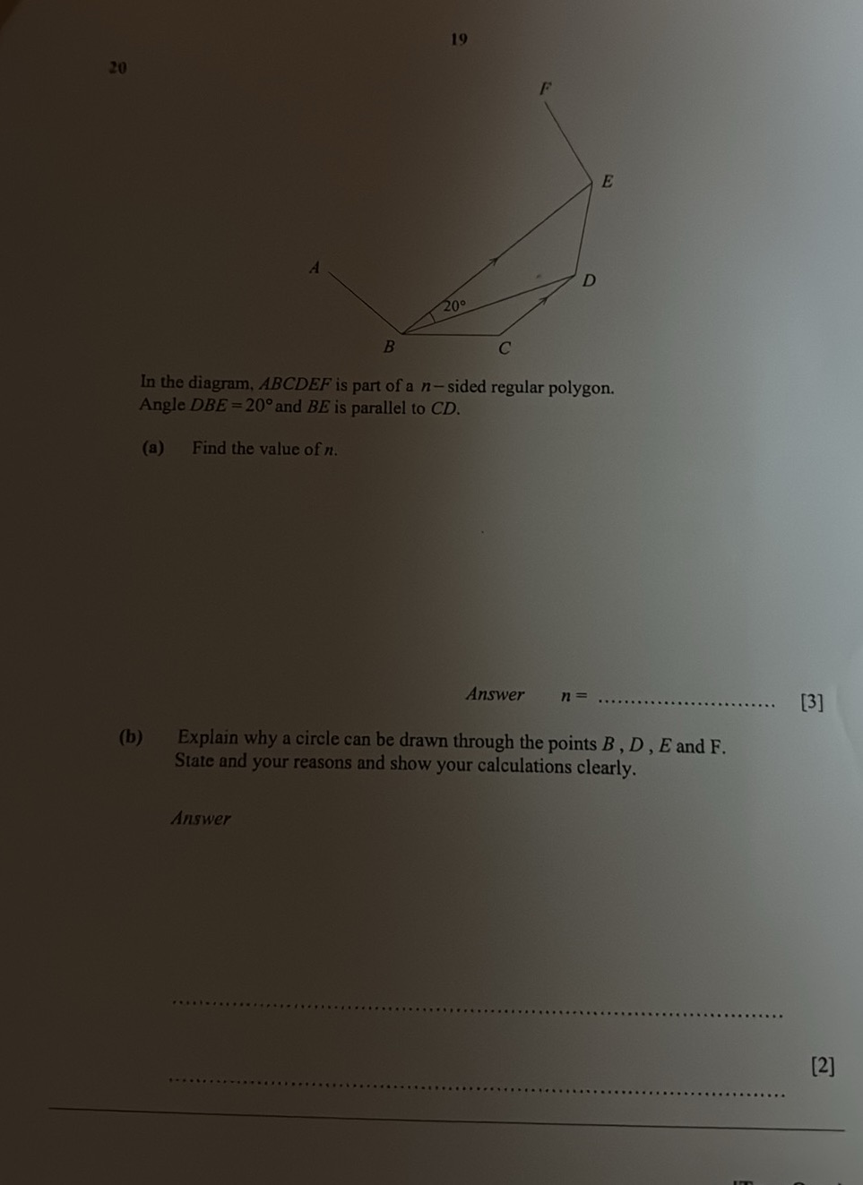 In the diagram, $ABCDEF$ is part of a
