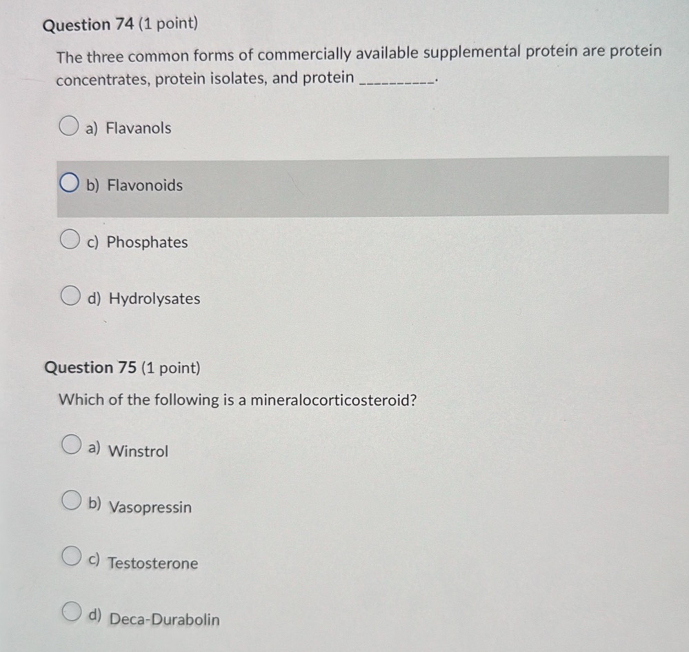 Question 74 (1 point) The three common | StudyX
