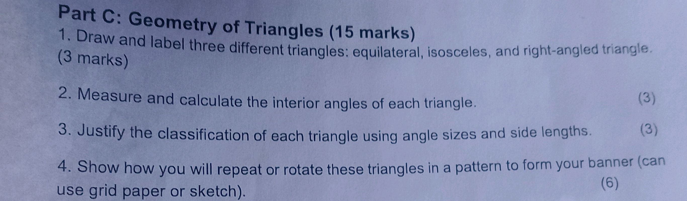 Part C: Geometry of Triangles (15 marks) 1. | StudyX