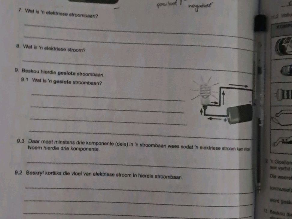 7. Wat is 'n elektriese stroombaan? 8. Wat | StudyX
