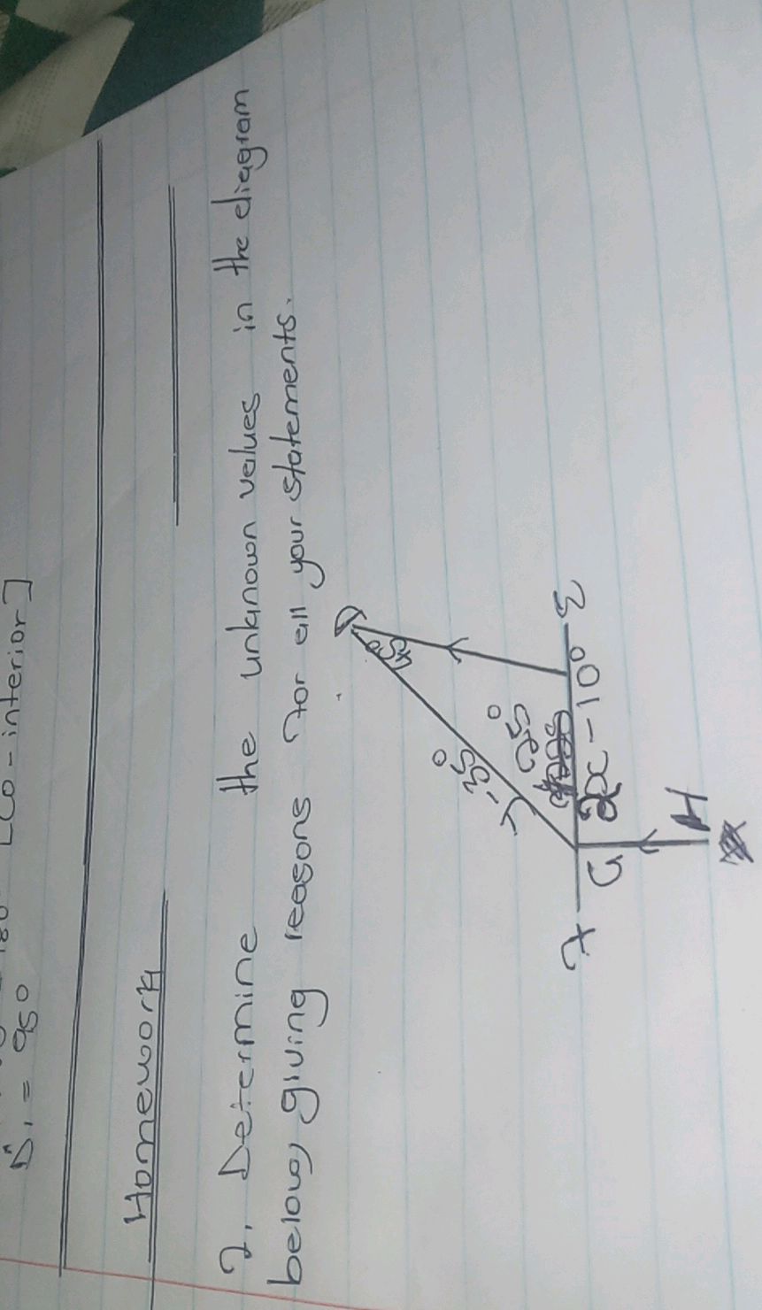 2. Determine the unknown values in the | StudyX
