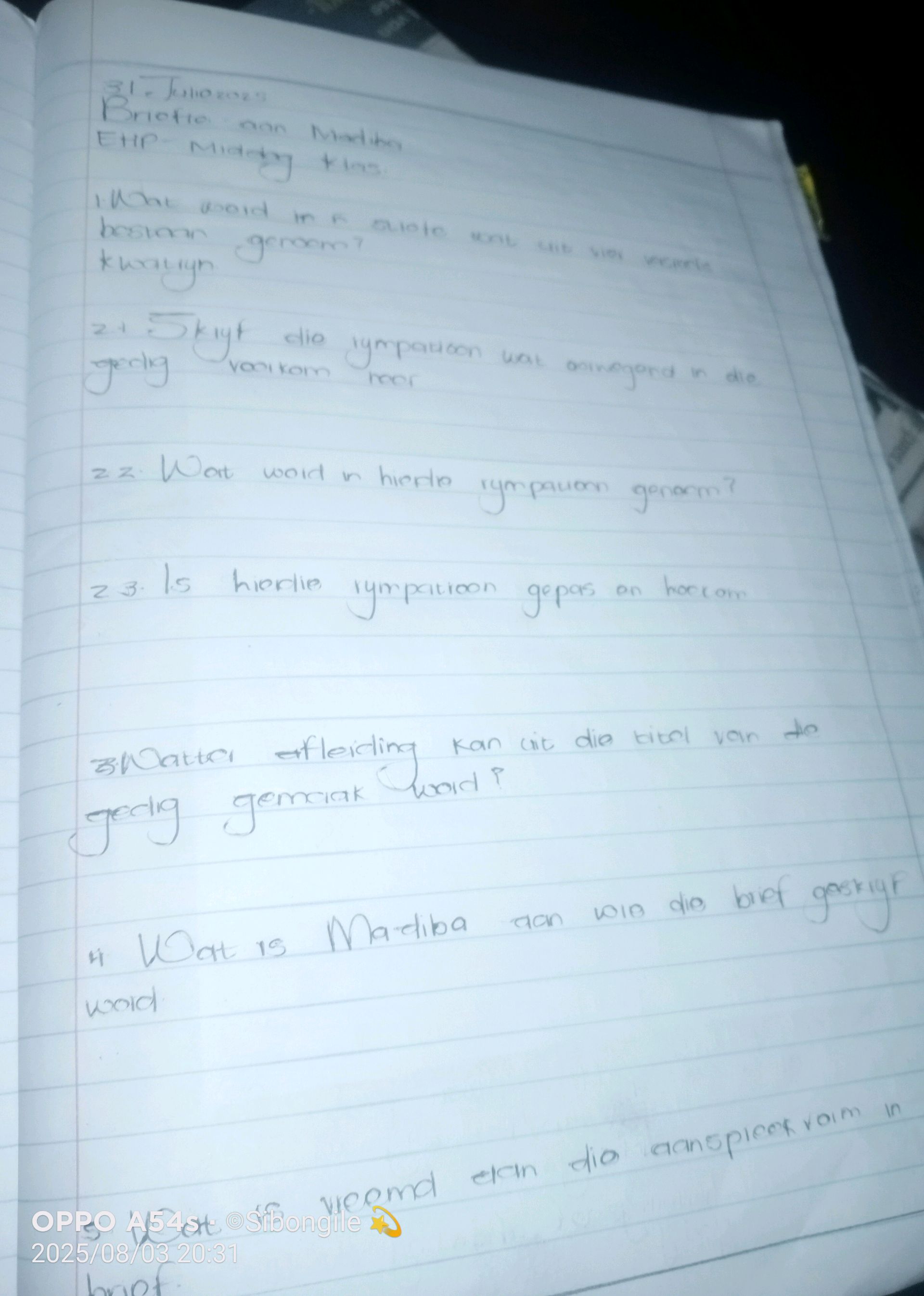 1. Wat word in 'n aule wat sit vier verse | StudyX