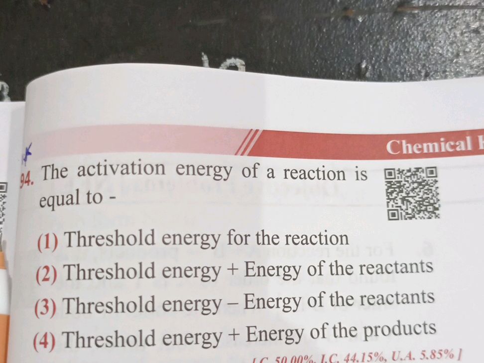 94. The activation energy of a reaction is | StudyX