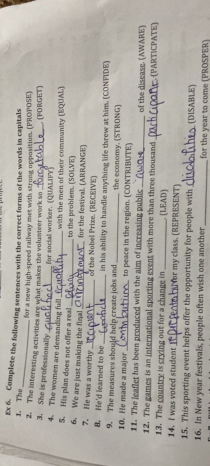 Ex 6. Complete the following sentences with | StudyX