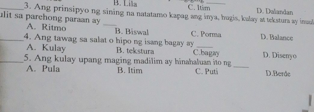 Ang prinsipyo ng sining na natatamo kapag
