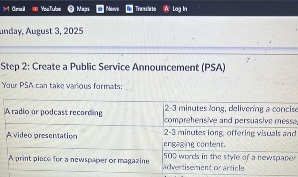 Step 2: Create a Public Service Announcement | StudyX