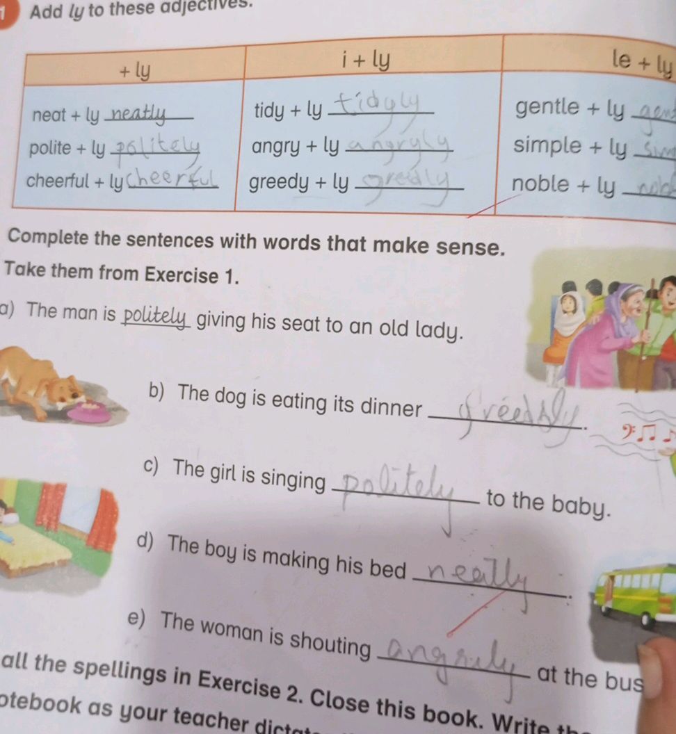 1 Add *ly* to these adjectives. | + ly | i | StudyX