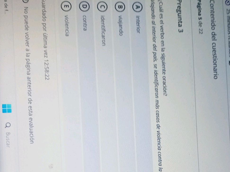 ¿Cuál es el verbo en la siguiente oración? | StudyX
