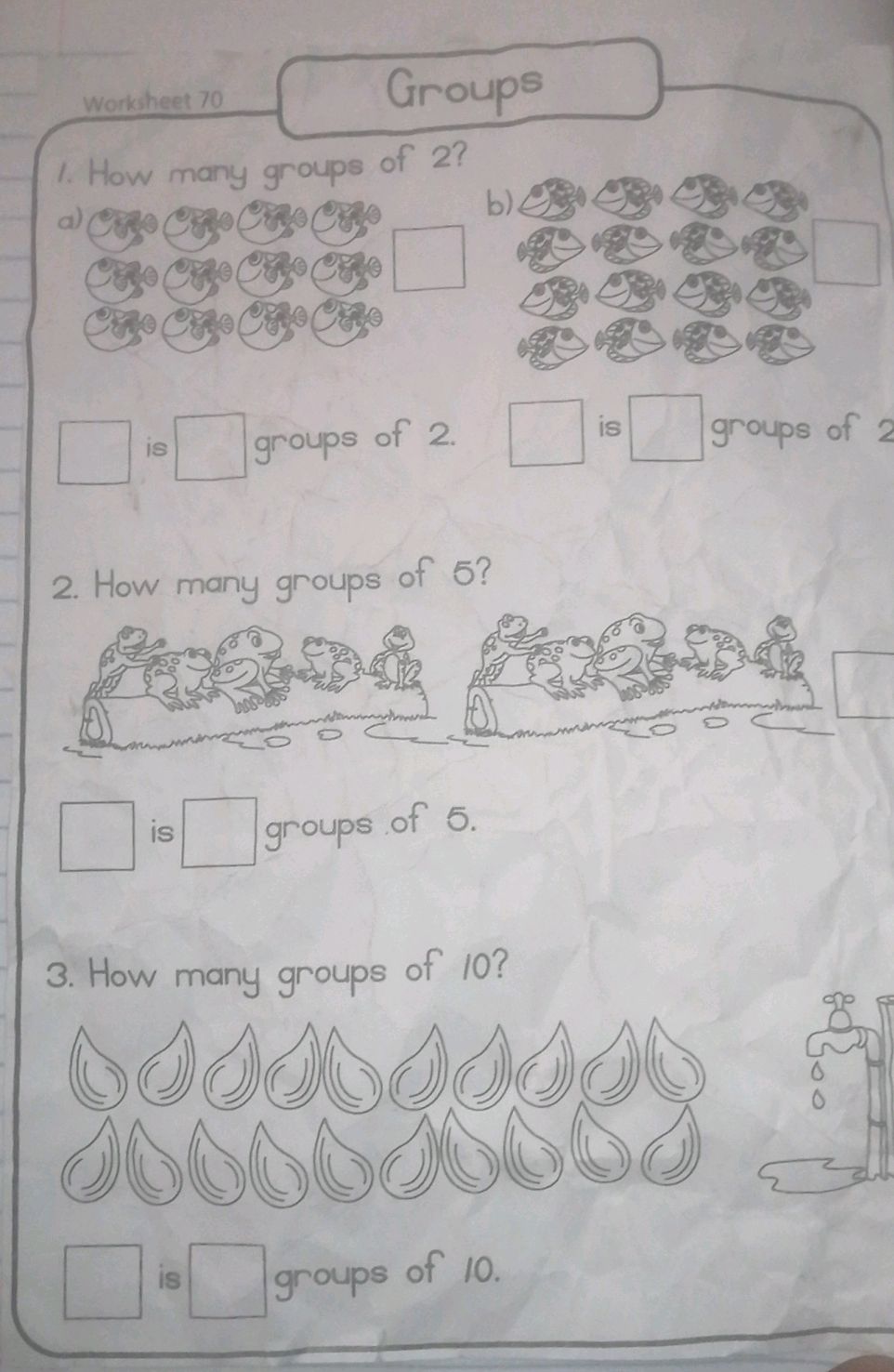 How many groups of 2? a) ☐ is ☐ groups of 2.