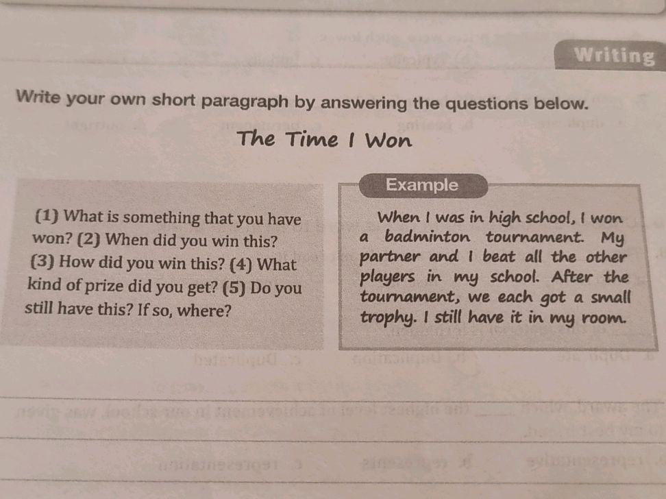 Write your own short paragraph by answering