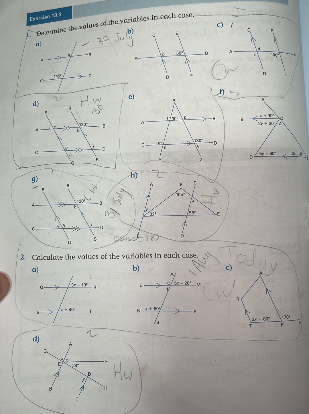 1. Determine the values of the variables in | StudyX