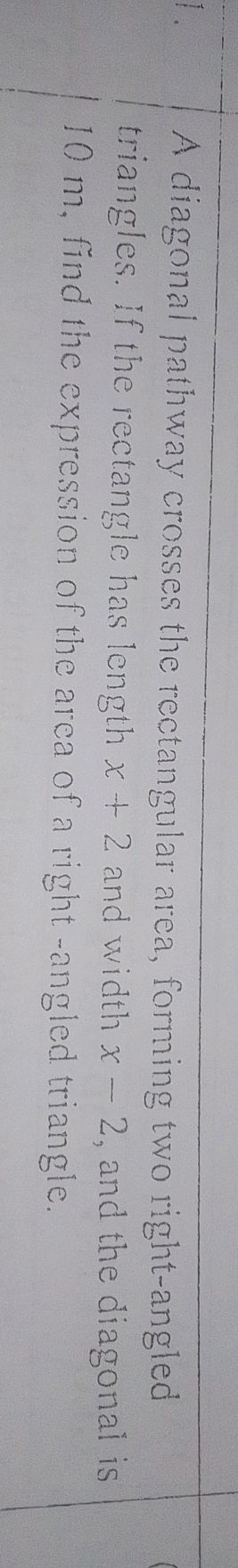 A diagonal pathway crosses the rectangular | StudyX