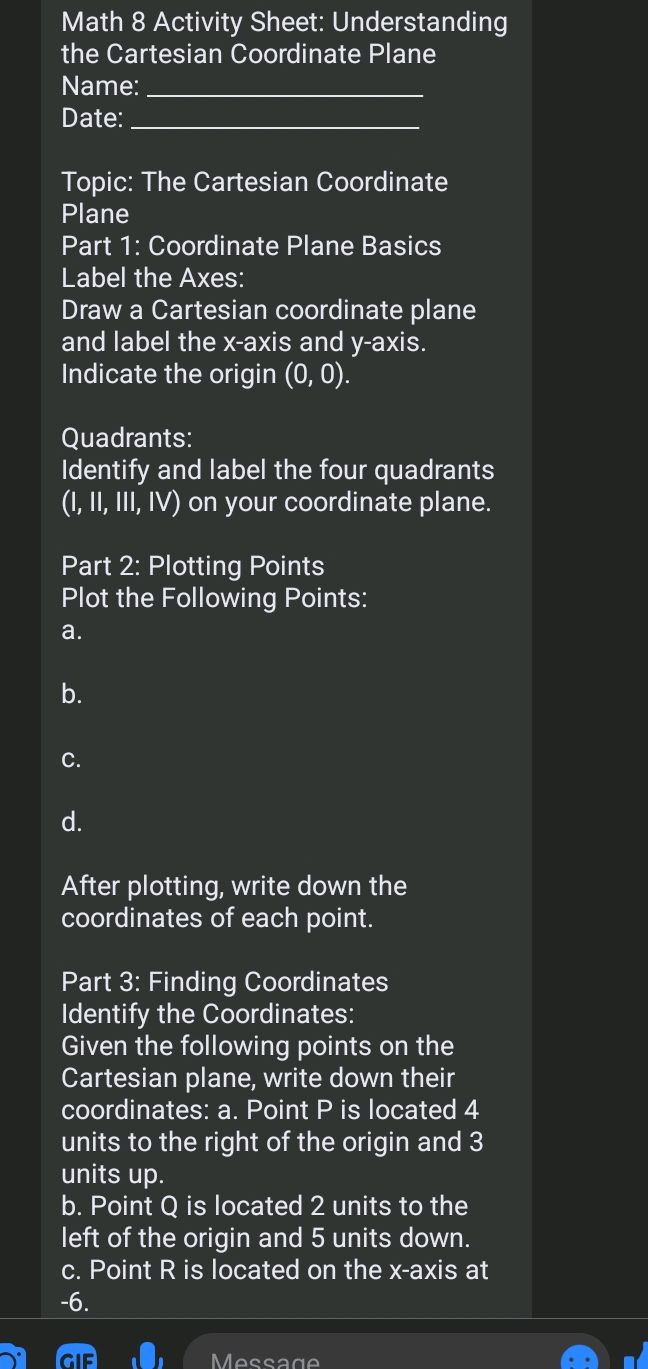 Math 8 Activity Sheet: Understanding the | StudyX