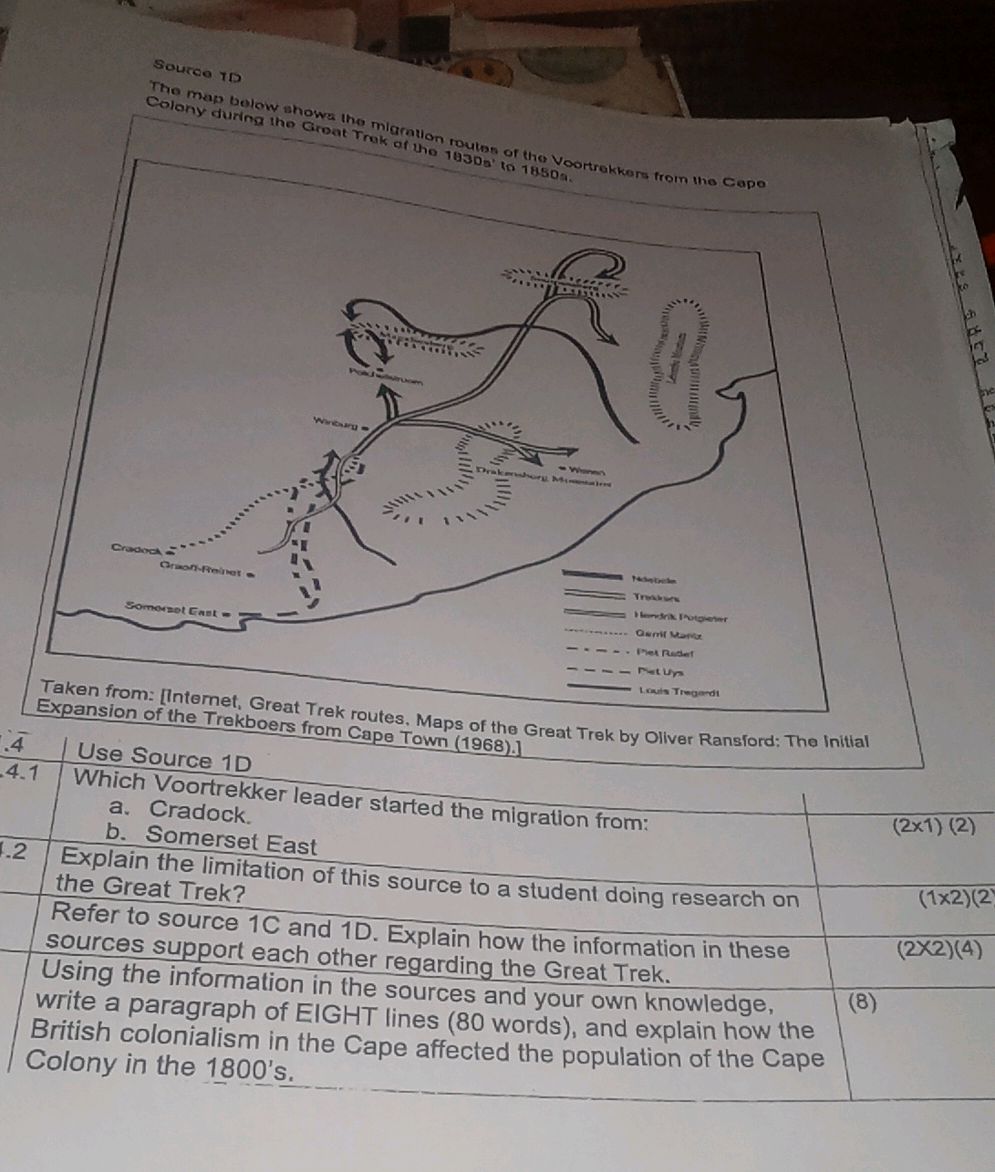 Source 1D The map below shows the migration | StudyX