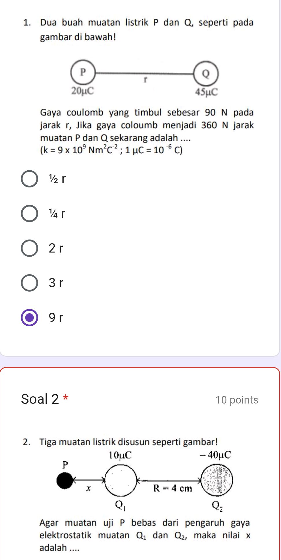 1. Dua buah muatan listrik P dan Q, seperti | StudyX