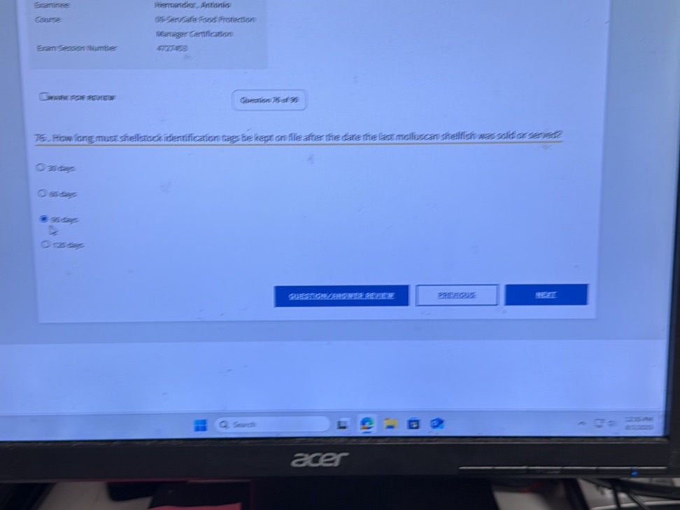 76. How long must shellstock identification | StudyX