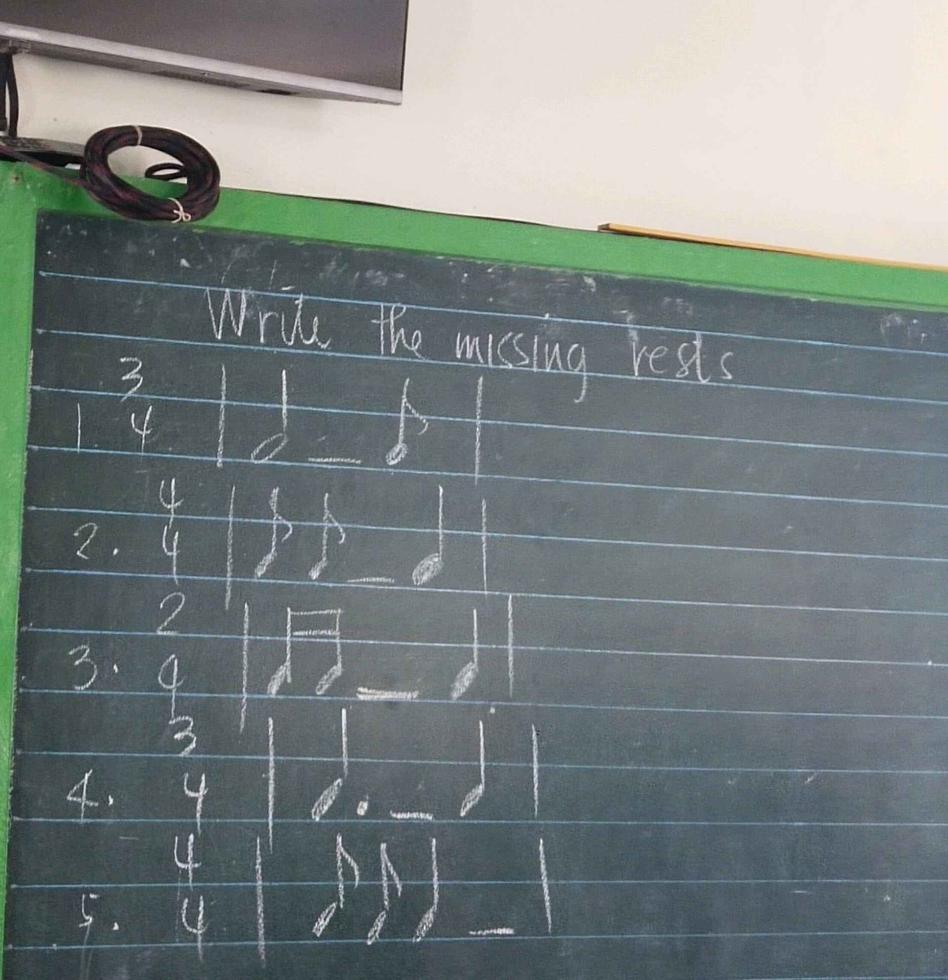 Write the missing rests 1. 4 | ♪ _ | 2. 4 | StudyX