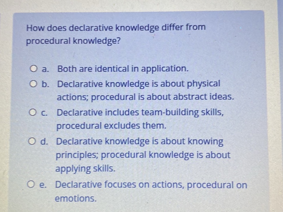 How does declarative knowledge differ from | StudyX