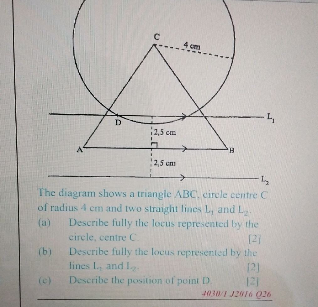 The diagram shows a triangle ABC, circle
