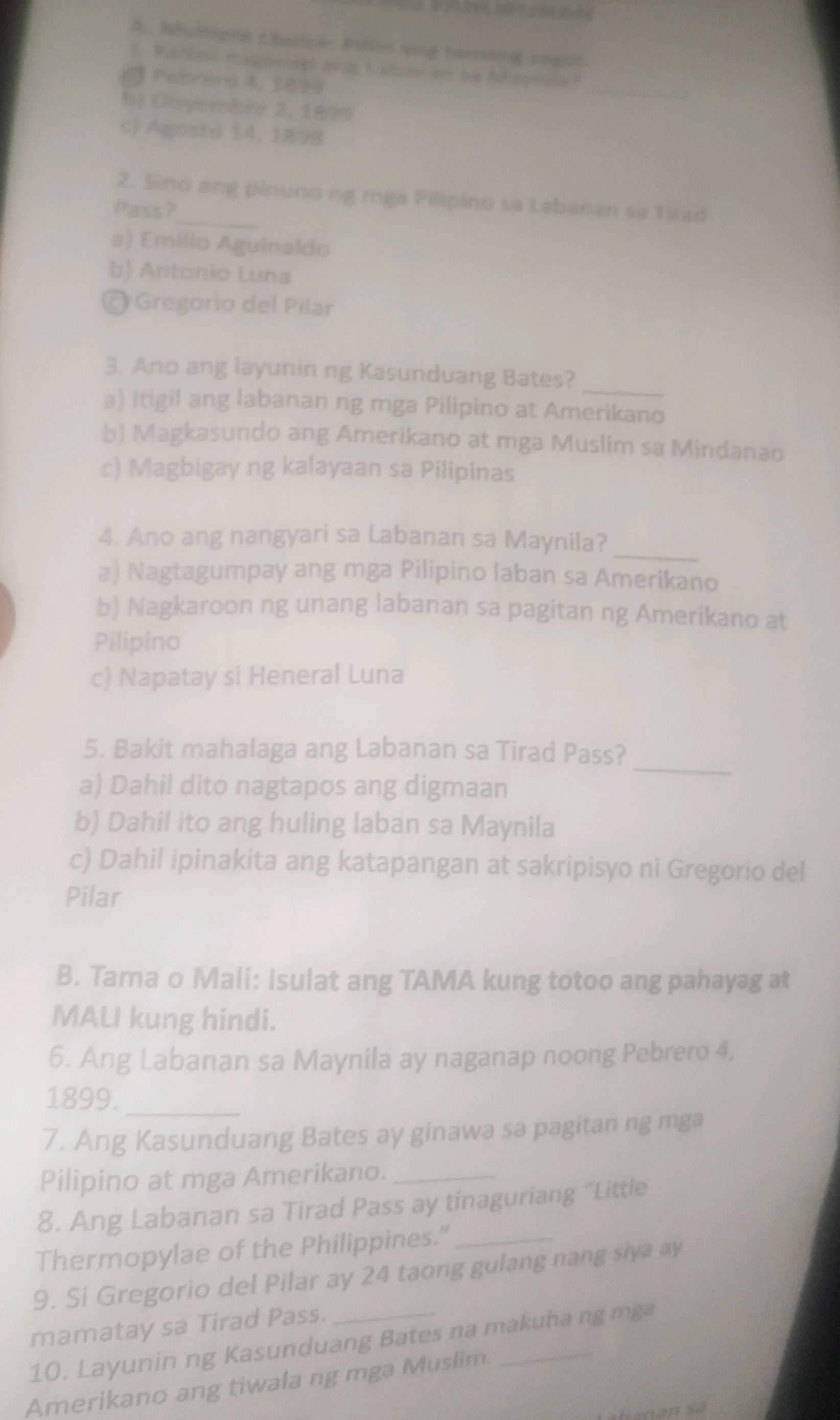2. Sino ang pinuno ng mga Pilipino sa | StudyX