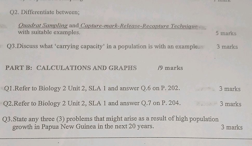 Q2. Differentiate between; Ouadrat Sampling | StudyX