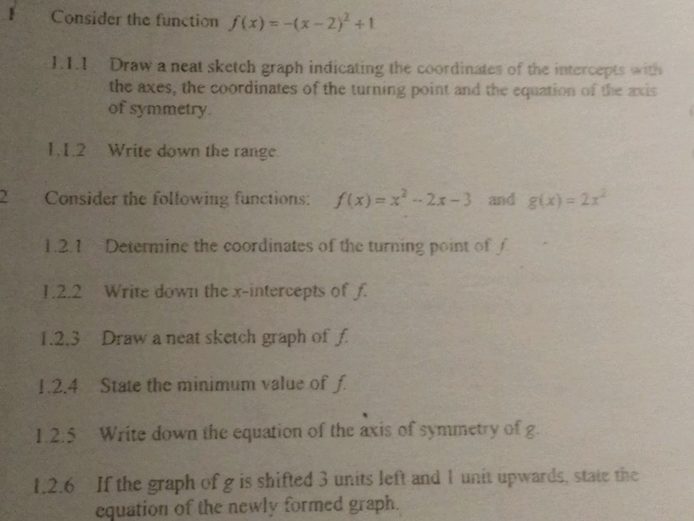 Consider the function $f(x) = -(x-2)^2 + 1$ | StudyX