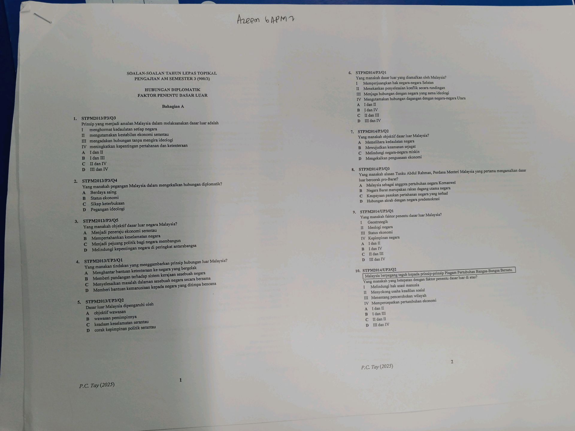 STPM2013/P3/Q3 Prinsip yang menjadi amalan