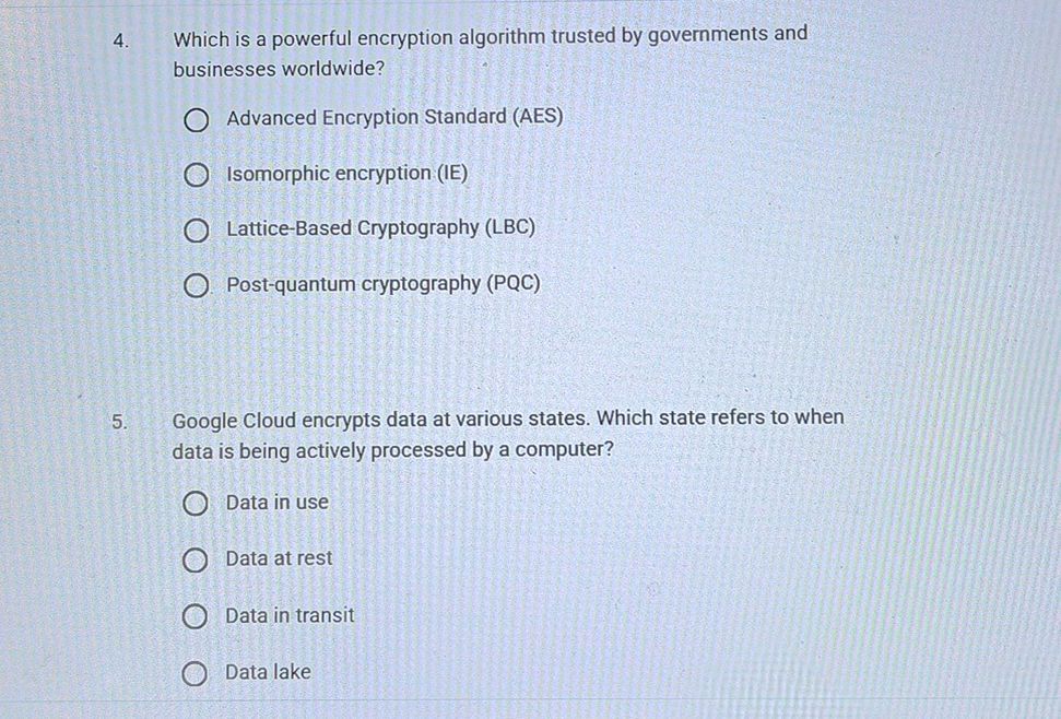 4. Which is a powerful encryption algorithm | StudyX