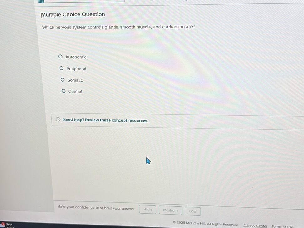 Multiple Choice Question Which nervous | StudyX