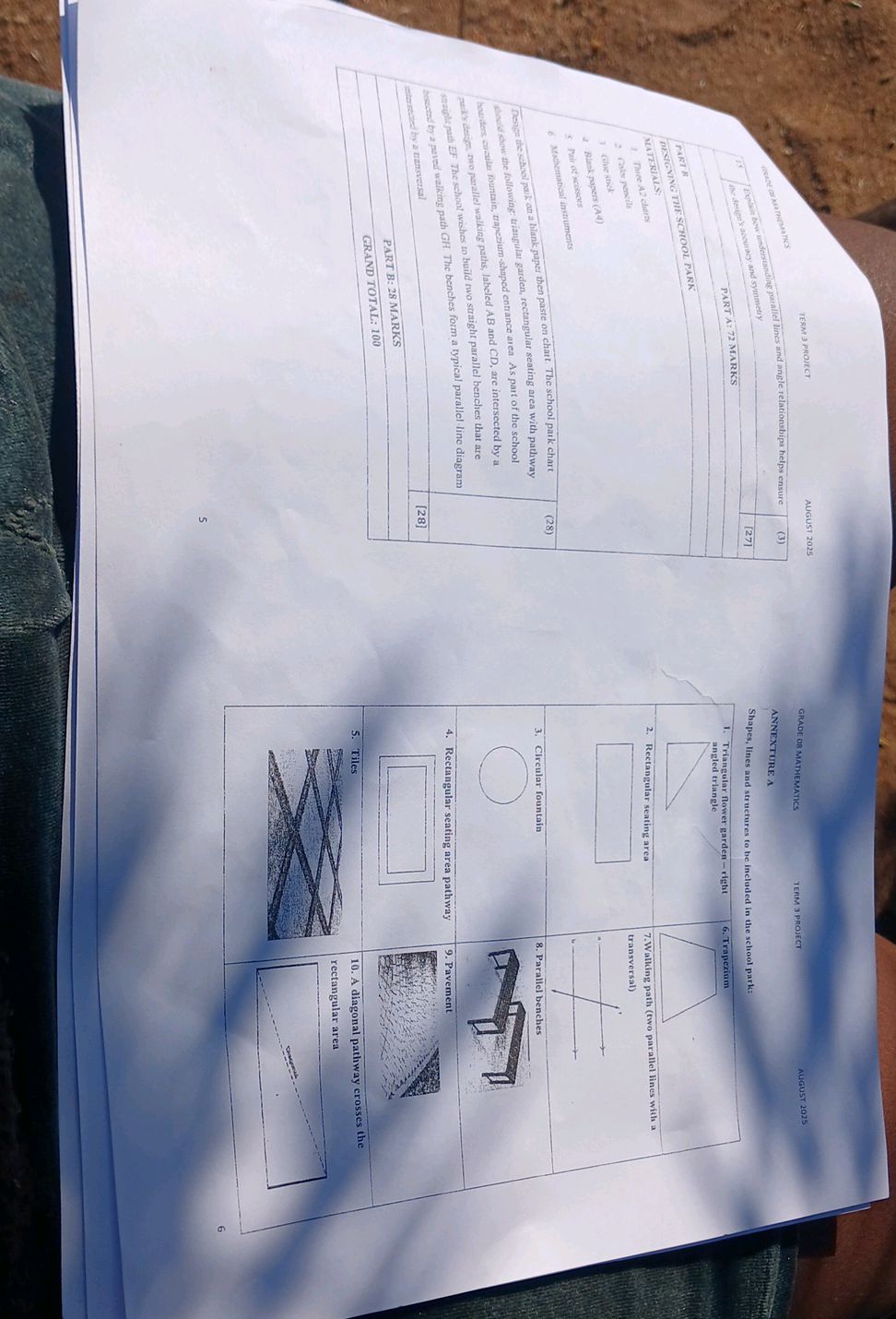 Design the school park on a blank paper then