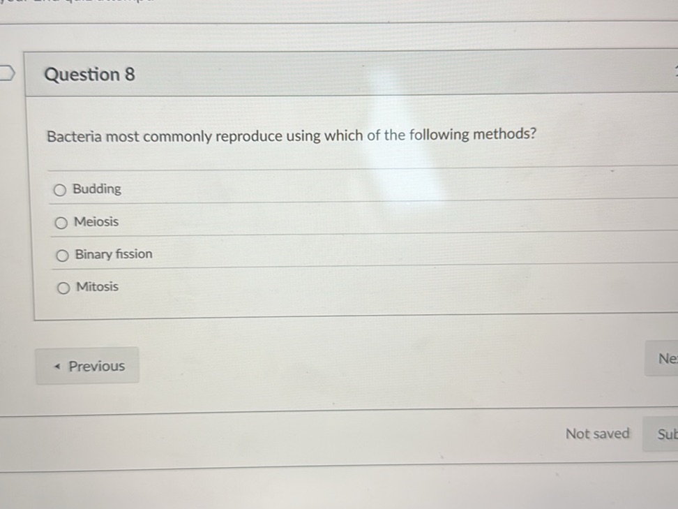 Question 8 Bacteria most commonly reproduce | StudyX