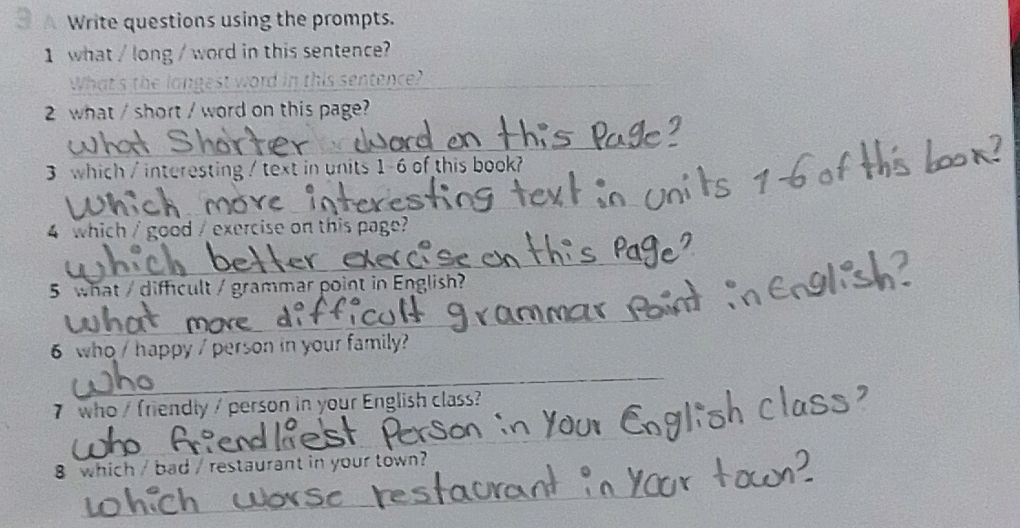 3. Write questions using the prompts. 1 | StudyX