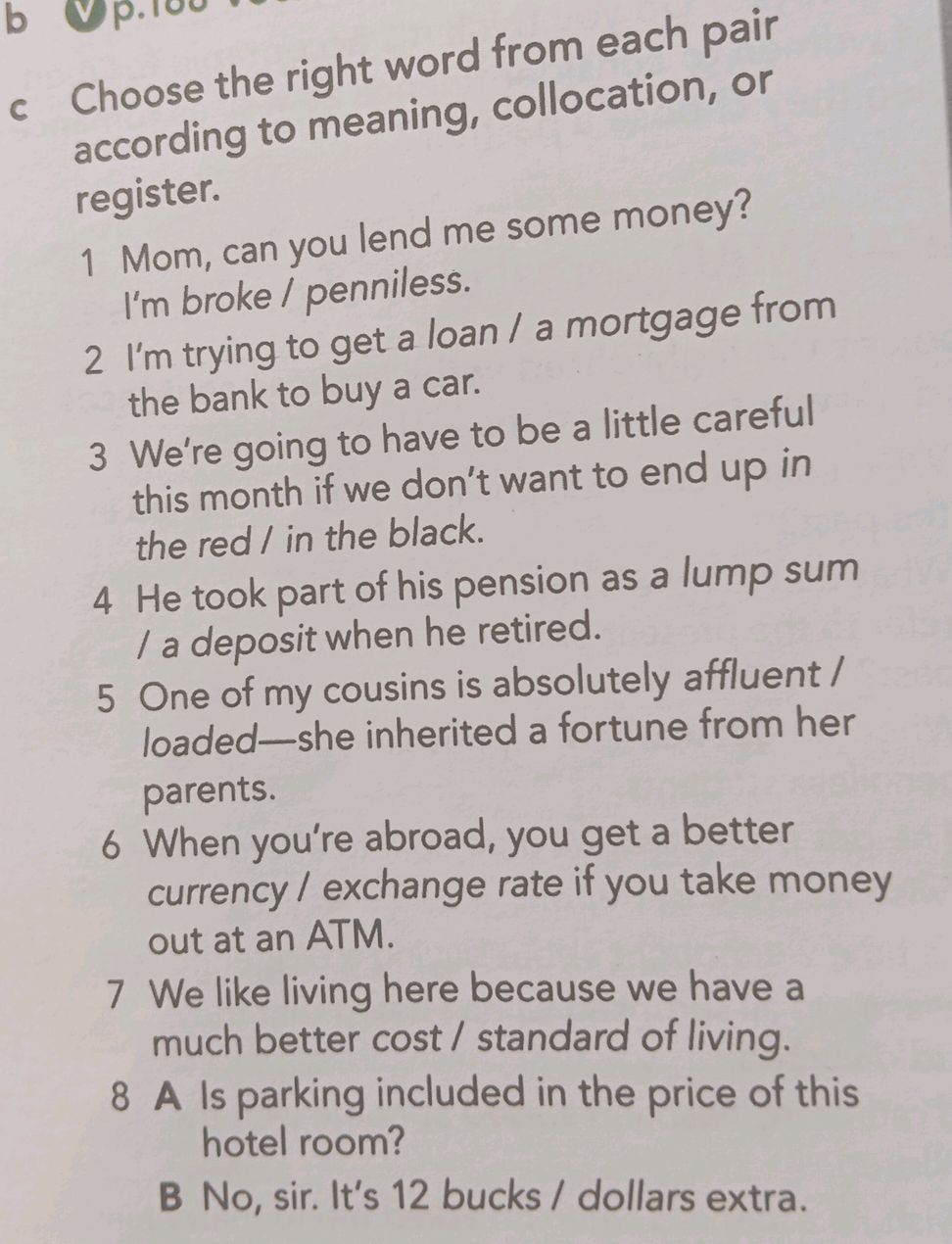 Choose the right word from each pair | StudyX