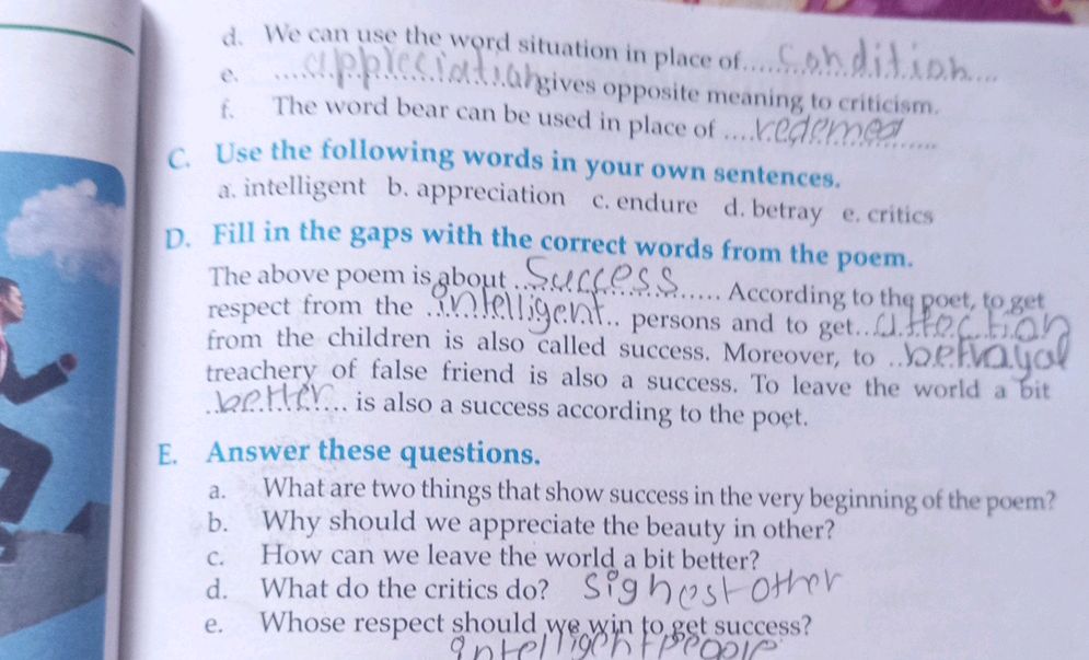 d. We can use the word situation in place of