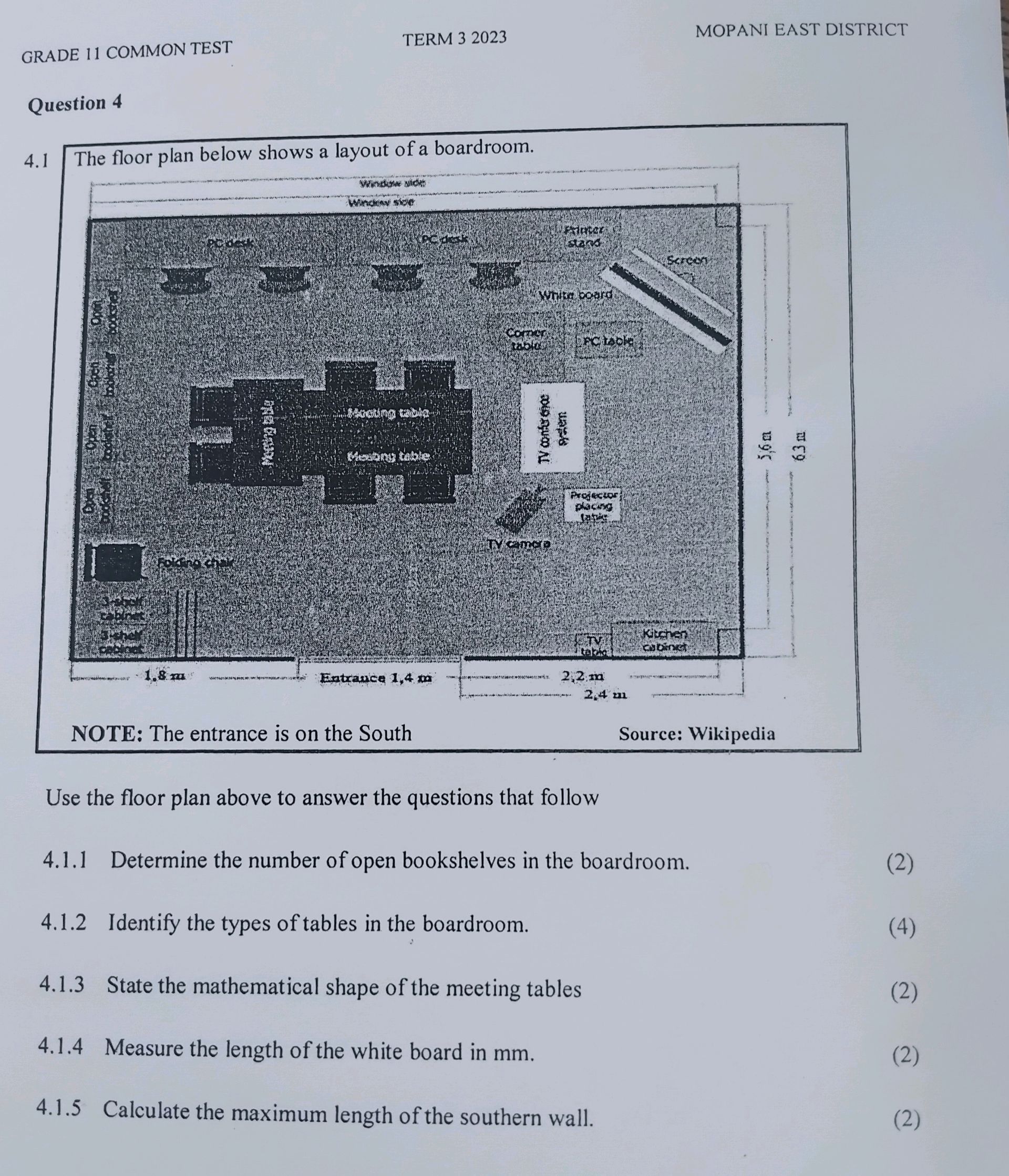 4. 1 The floor plan below shows a layout of | StudyX