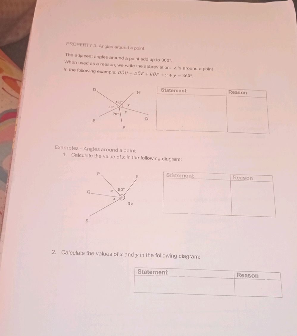 PROPERTY 3: Angles around a point The | StudyX