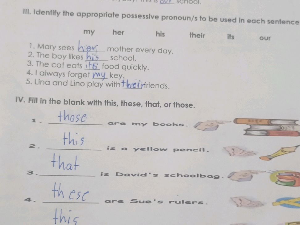 III. Identify the appropriate possessive | StudyX