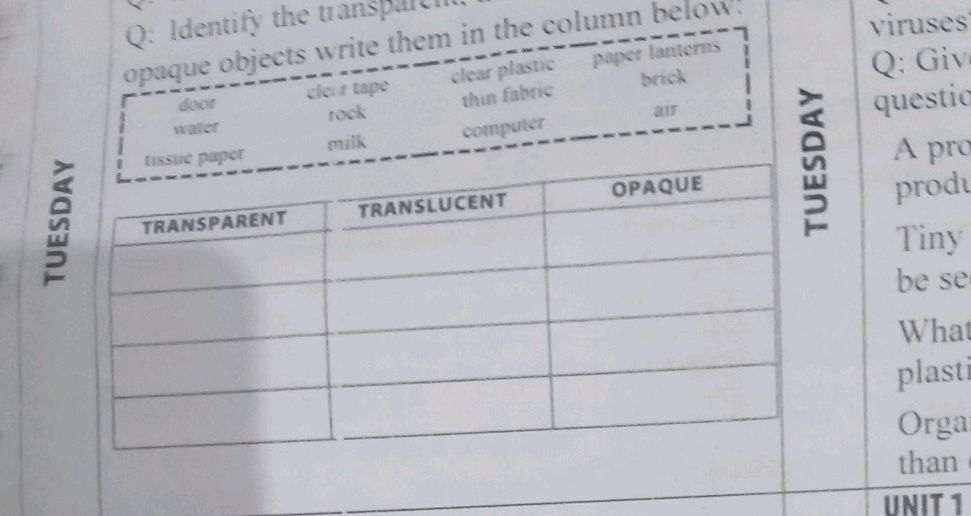 Q: Identify the transparent, translucent, | StudyX